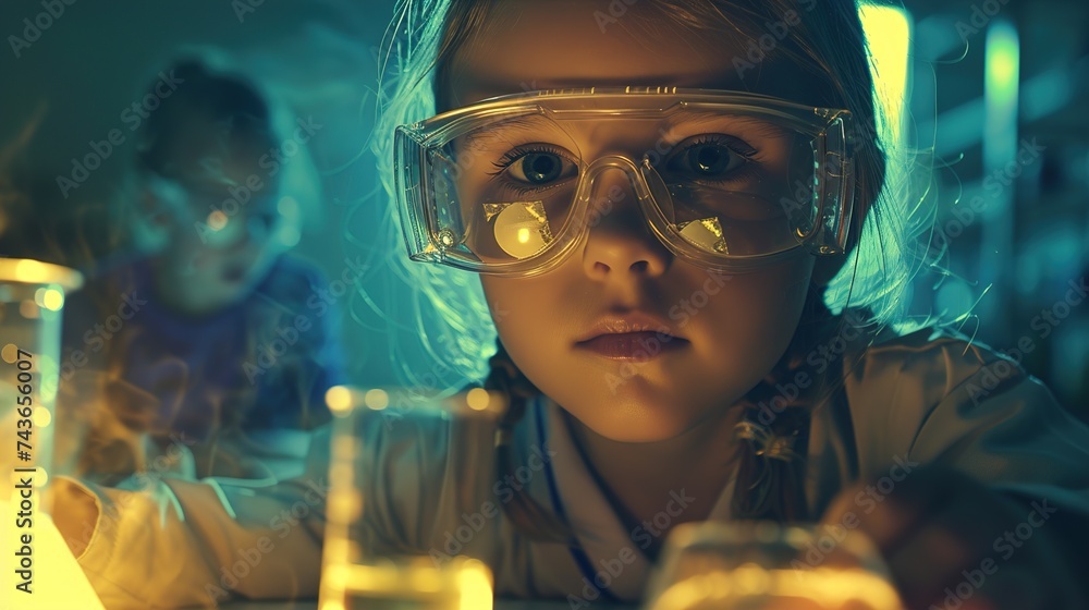 Foto de Children conducting experiments in a science lab, embodying ...