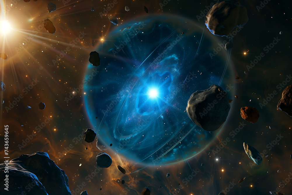 Alien planets and stars, galaxy concept map, universe, planet birth ...