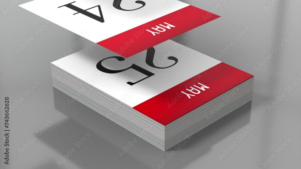 May - rotating paper calendar with flying pages - 3D 4k animation ...