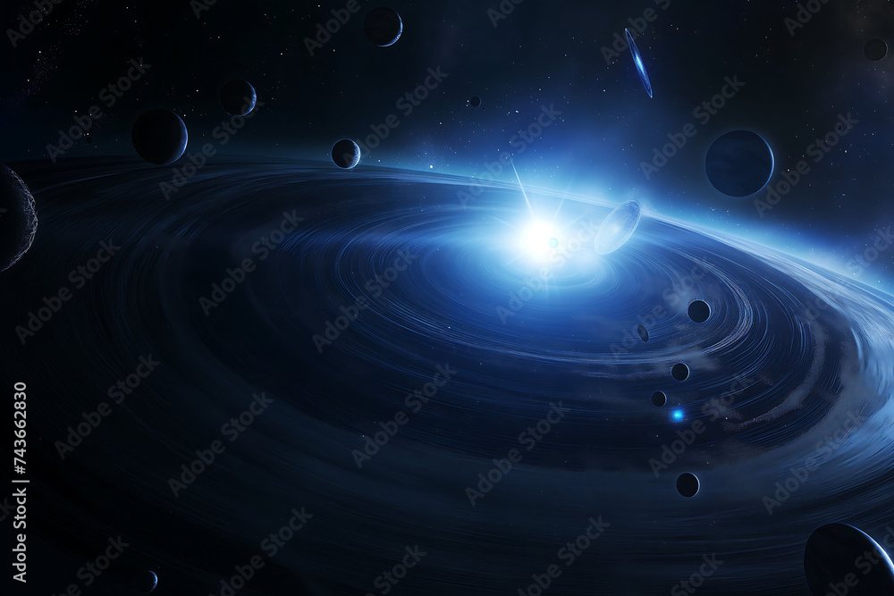 Alien planets and stars, galaxy concept map, universe, planet birth ...