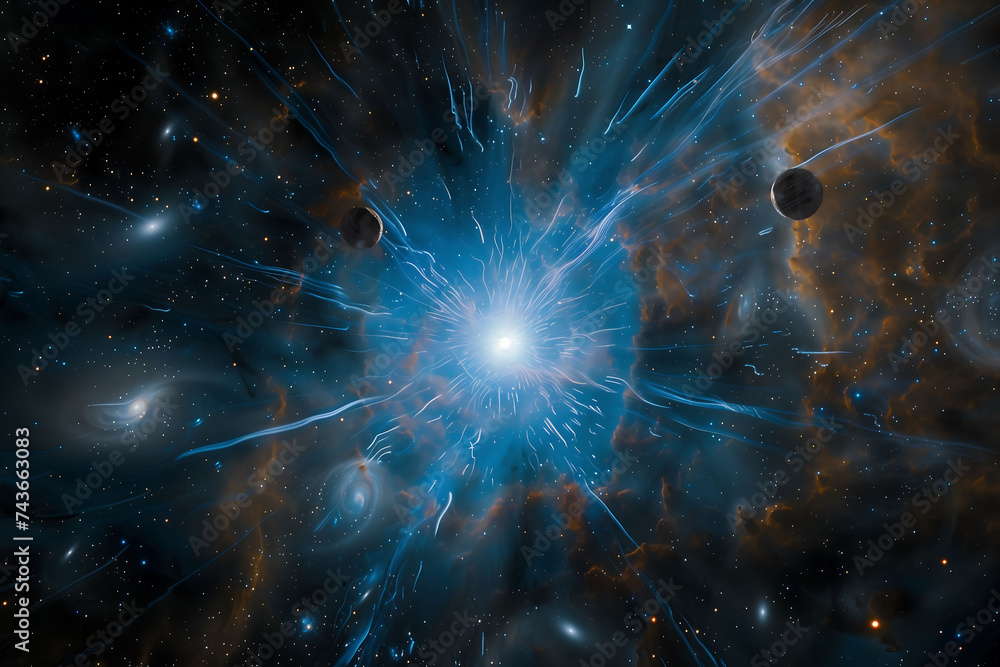 Alien planets and stars, galaxy concept map, universe, planet birth ...