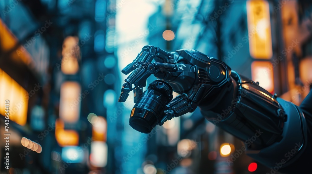 High-tech prosthetic arm usage demonstrating the seamless integration ...