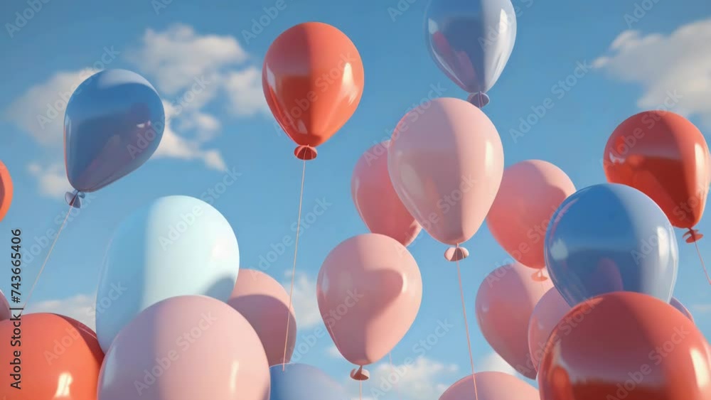 Colorful balloons floating in air Stock Video | Adobe Stock