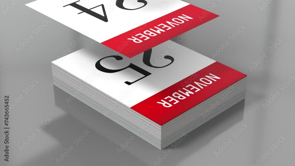 November - rotating paper calendar with flying pages - 3D 4k animation ...