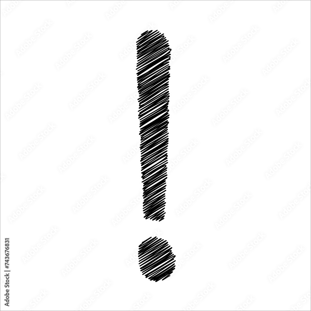 black Pencil sketch of the letter exclamation mark lowercase Stock ...