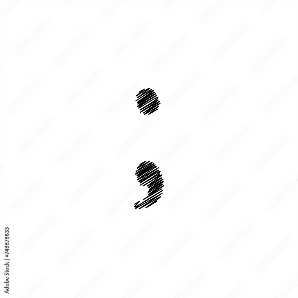 black Pencil sketch of the letter semicolon lowercase Stock Vector ...