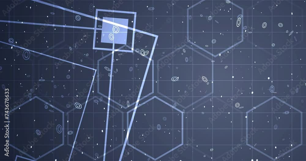 4K Hexagon network with square geometry shapes moving. Innovation ...