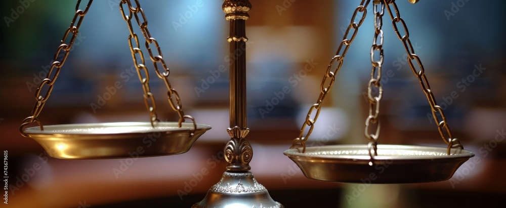 Classic Golden Scales of Justice on a Blurred Background Symbolizing ...