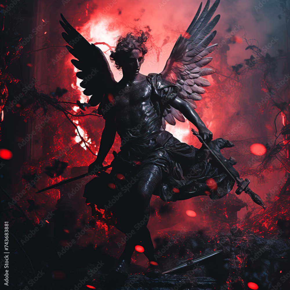 The Winged Victory Statue in Dramatic Red Ambiance created with ...