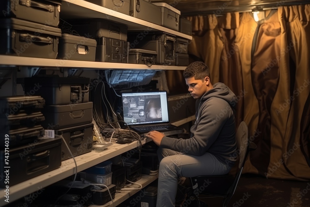 Warehouse receiver scanning delivered goods in truck cargo area during ...