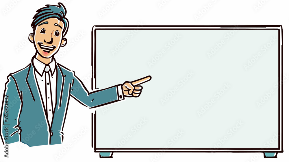 businessman pointing a blank board with hand, in the style of mid ...