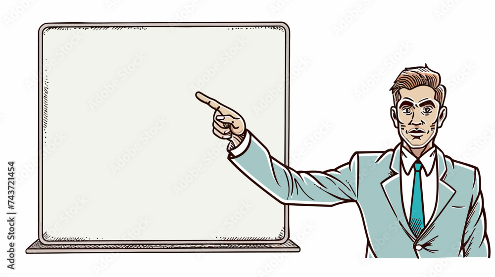 businessman pointing a blank board with hand, in the style of mid ...