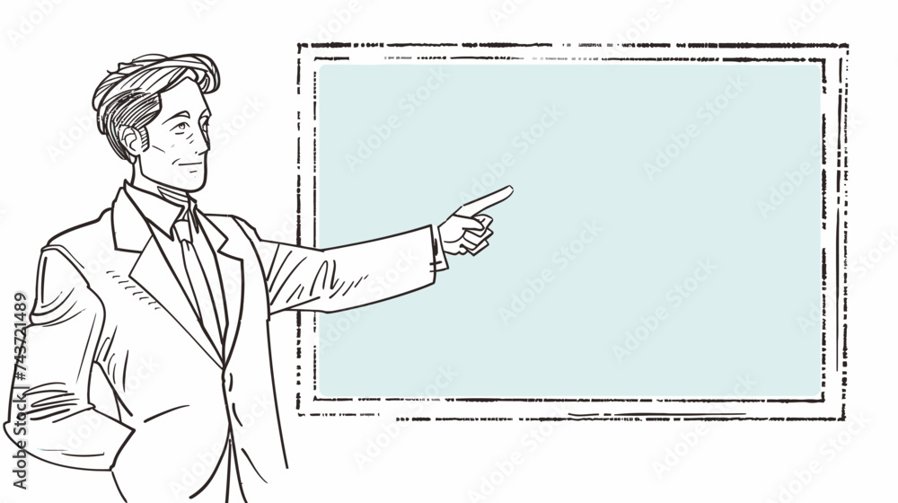 man pointing to board vector, in the style of vintage academia ...