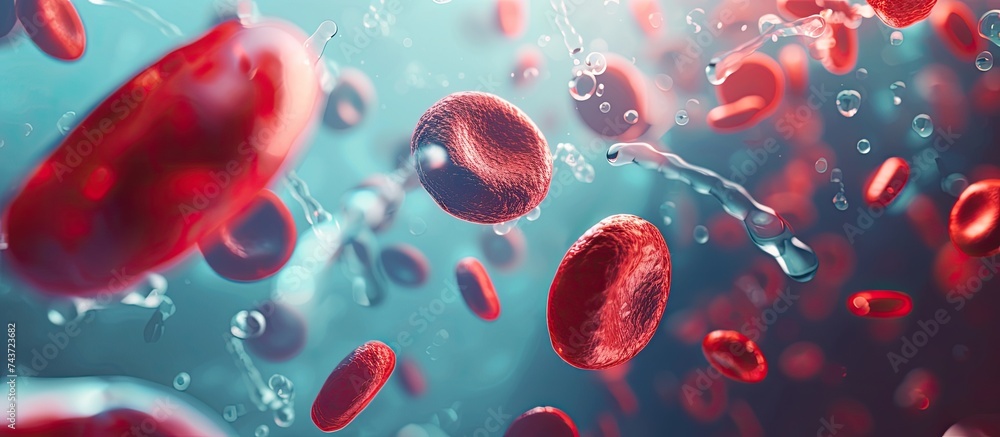 A group of red blood cells suspended in water, showcasing their ...