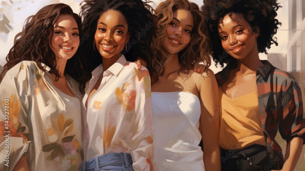 African American young women together, best friends. girls power ...