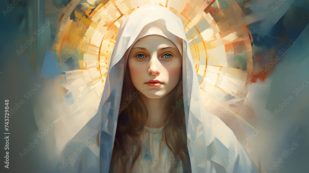 Virgin Mary, religious painting illustration. The image of the Blessed ... Virgin Mary, religious painting illustration. The image of the Blessed ...