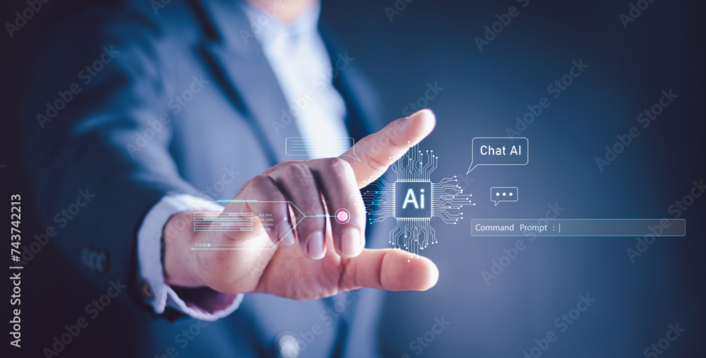 Chatbot Chat with AI, Artificial Intelligence. man using technology ...