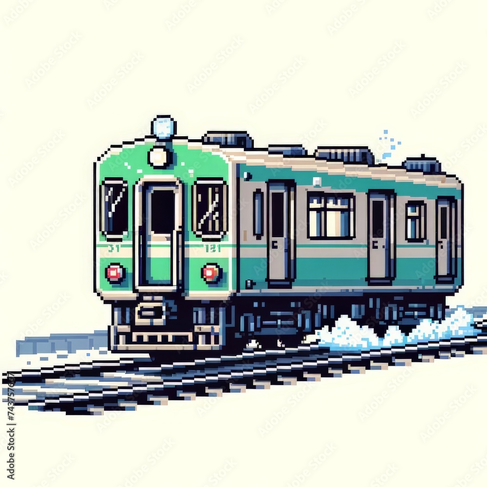 Pixel art of train with a white background, in the style of early 90s ...