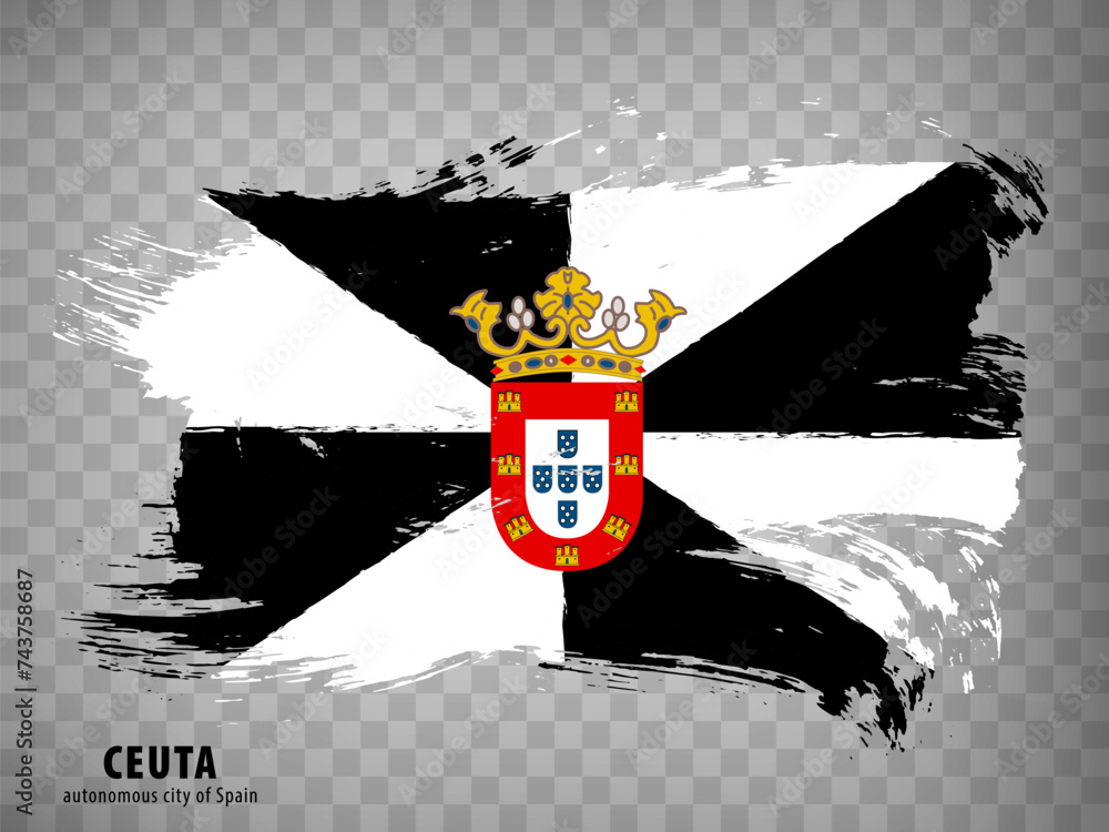 Flag of Ceuta brush strokes. Flag Ceuta is autonomous city of Spain ...