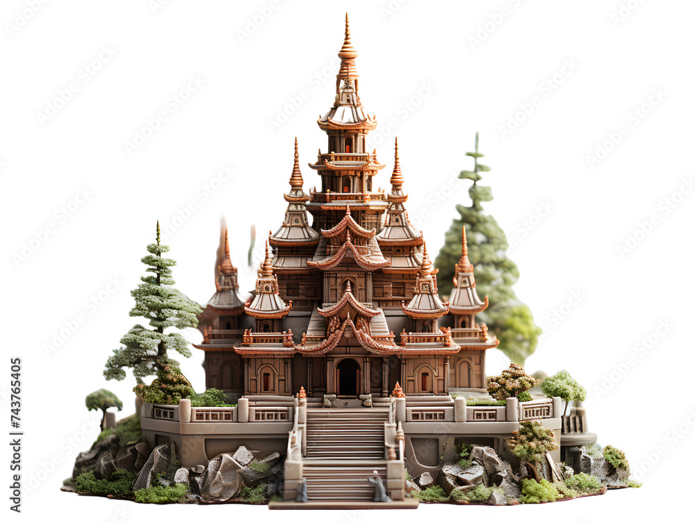 Miniature Indian Hindu Temple Isolated on Transparent Background ...