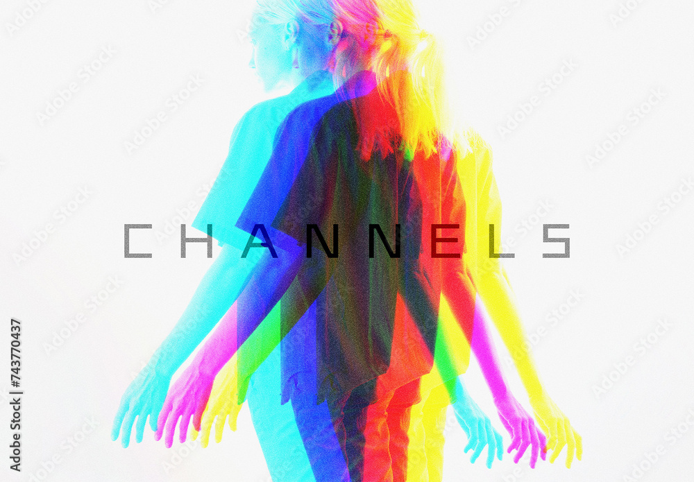 RGB Channels Anaglyph VHS Photo Effect Mockup Stock Template | Adobe Stock