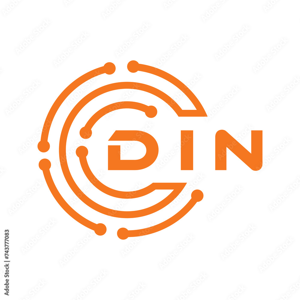 DIN letter design. DIN letter technology logo design on white ...