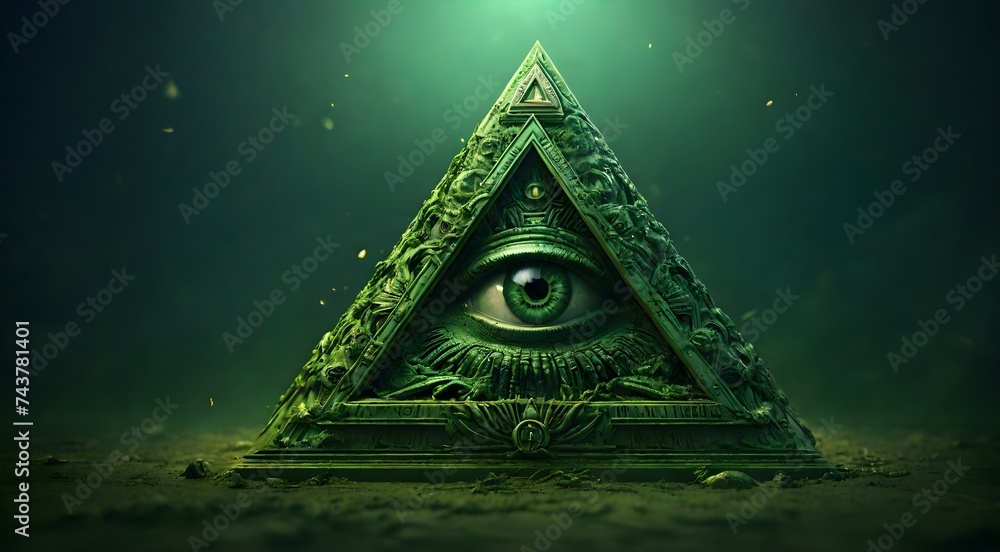 the all-seeing eye of the illuminati in a green setting Stock ...