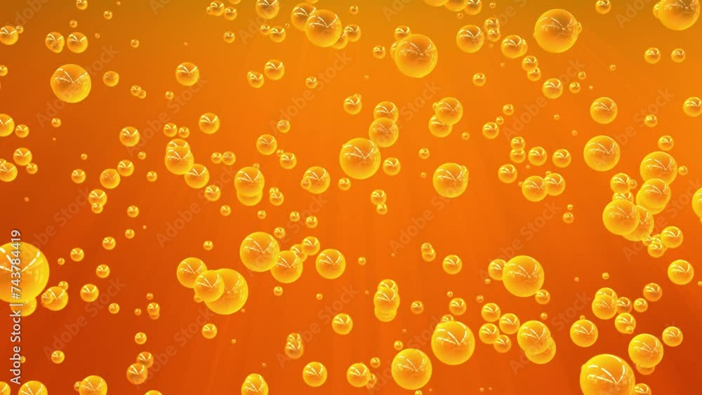 Seamless loop animation of transparent orange bubbles smoothly floating ...