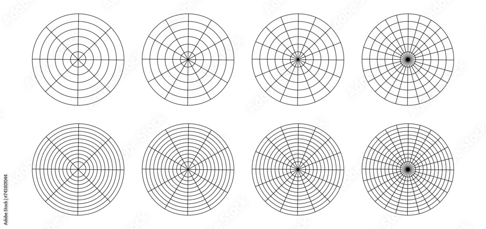 Poster Polar grid divided into radial degree template isolated PNG ...