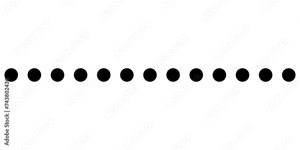 Dot straight line. Dotted divider pattern. Circle point pattern. Black ...