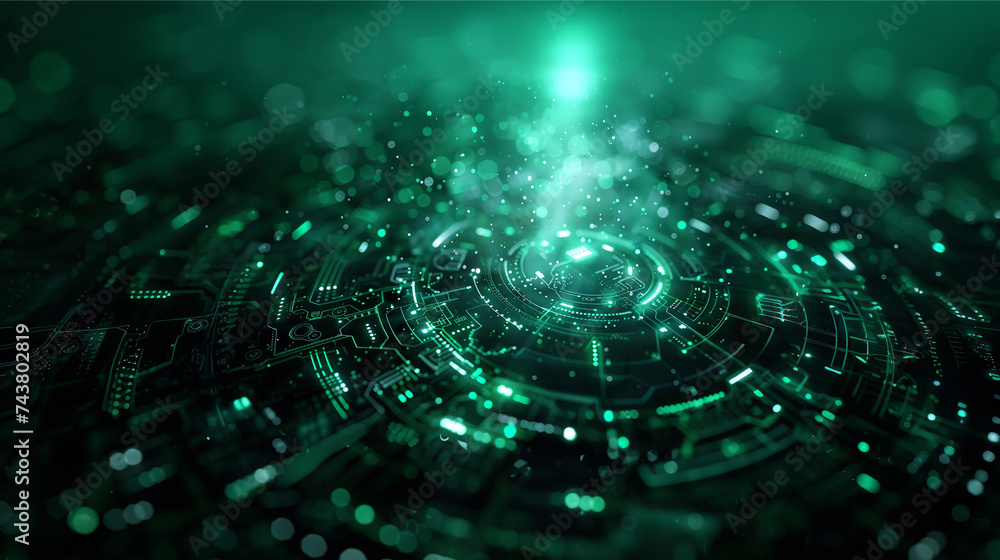 Abstract futuristic background in mint colors. Digital technologies ...