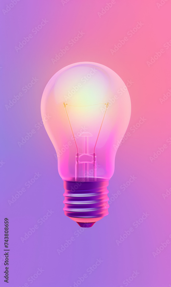 Pastel-coloured lightbulb with a soft glow, representing creativity and ...