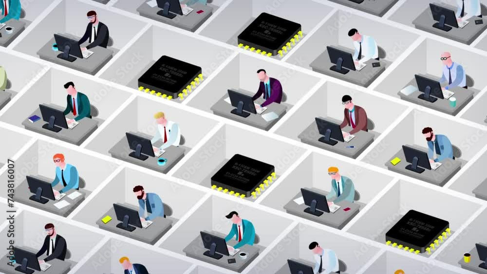 Vidéo Stock Processors replacing simple office working employees ...