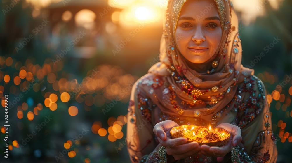 Islamic concept background for Eid al-Fitr and Ramadan. Giving zakat or ...