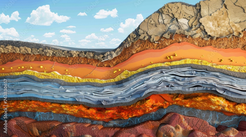 Cross-section of the Earth showing thermal layers, magma conduits, and ...