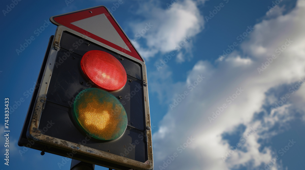 Traffic light showing both red and green signals, suitable for ...