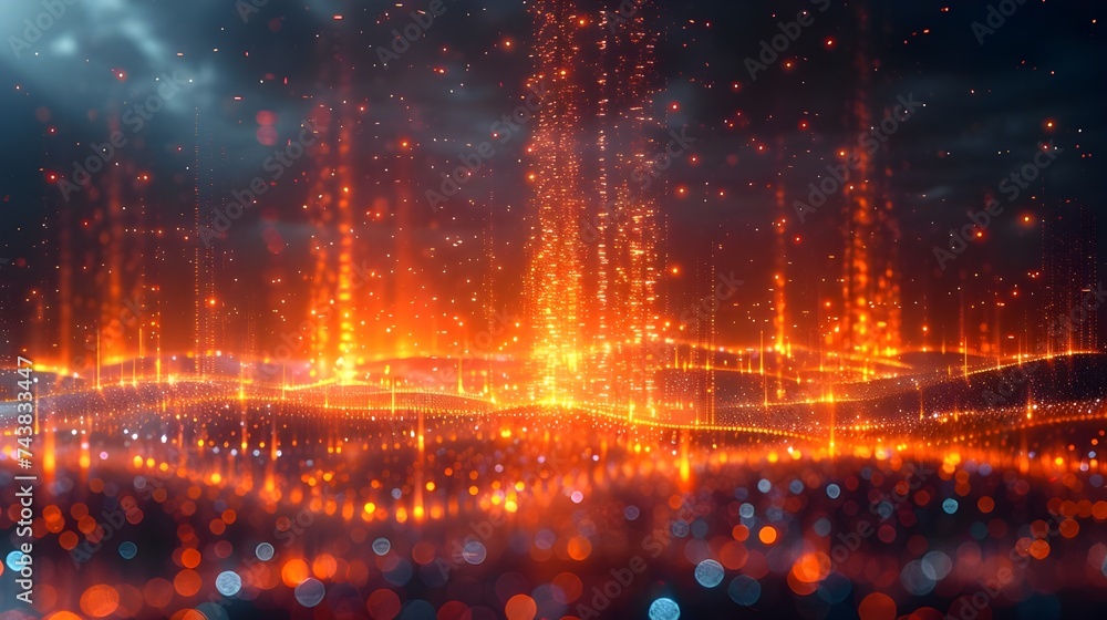 Dynamic Dance of Fire and Light, Vibrant Flames and Radiant Energies in ...