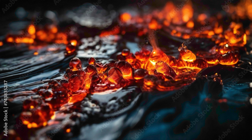 lava mountain lava blowing with fire under the bridges with abstract ...