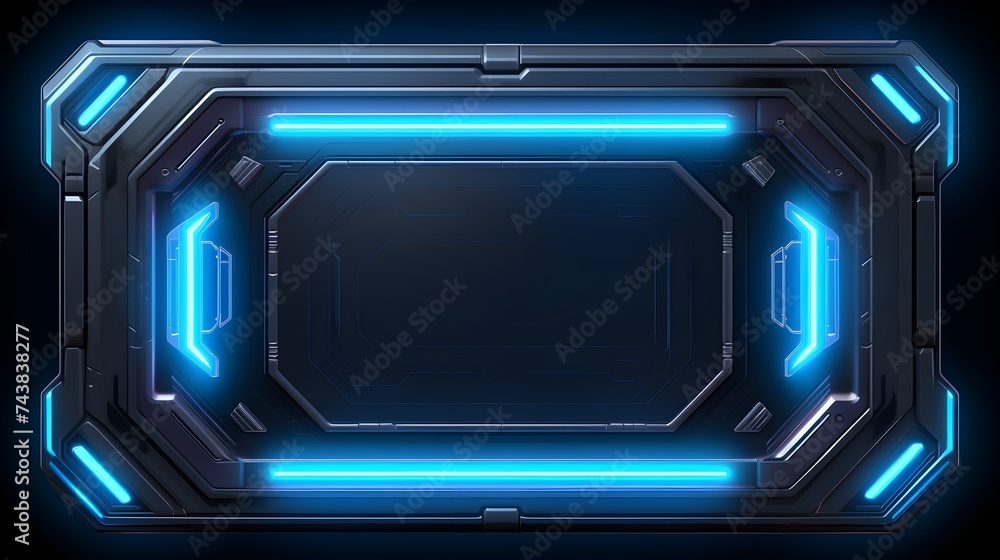 Square rectangle frame, futuristic neon, glow text box, cyberpunk style ...