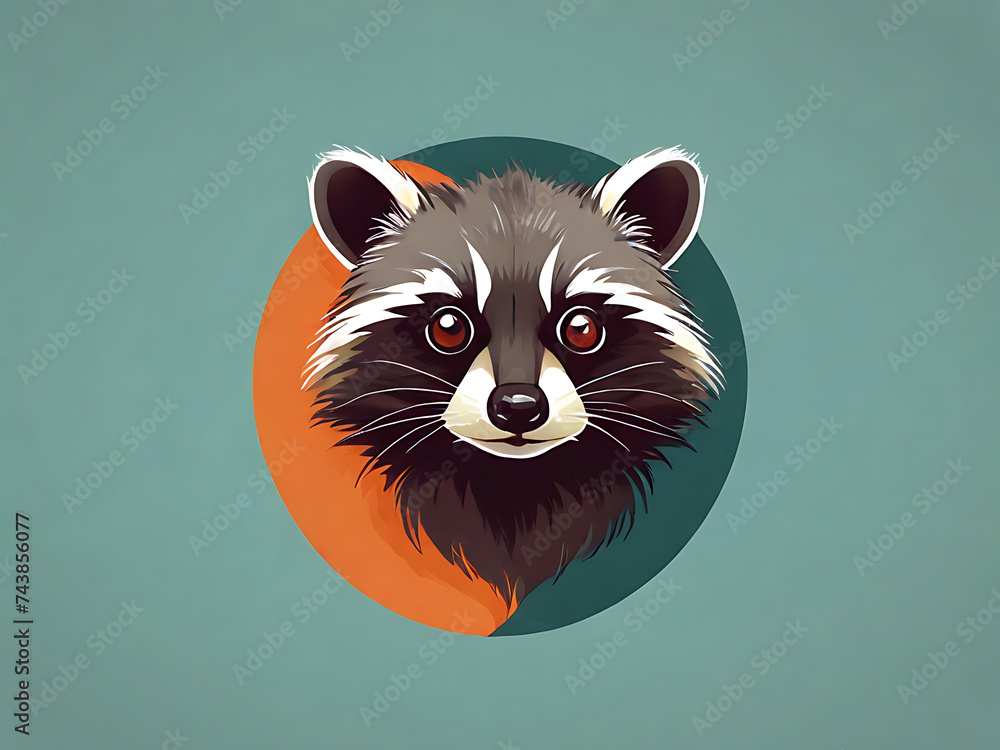 flat vector logo of raccoon , flat logo of raccoon , flat vector logo ...