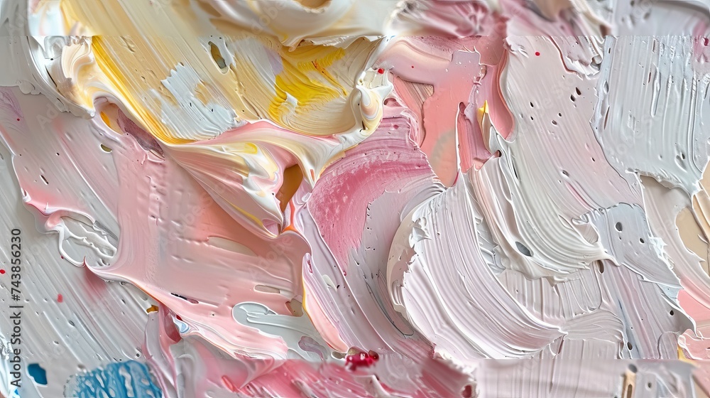 Macro perspective of a layered abstract painting, highlighting the ...