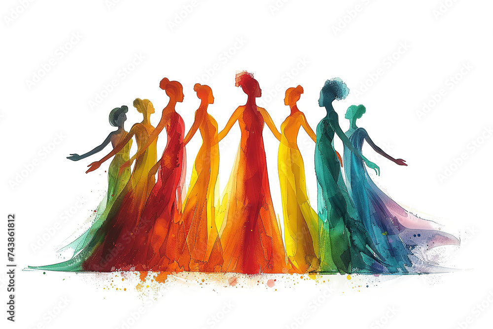 abstract shapes people of different races icon coming together to ...