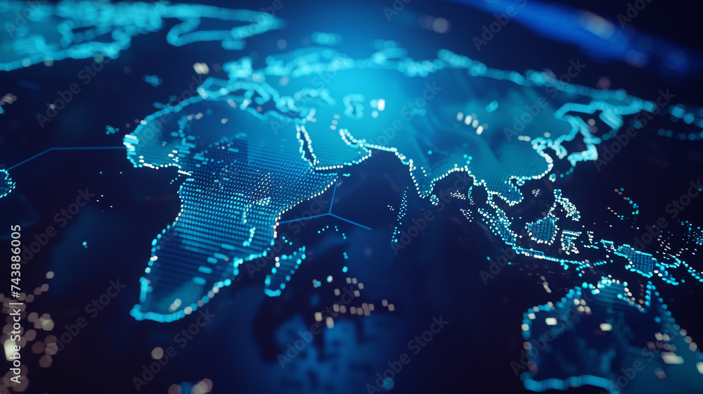 An abstract interpretation of a world map as seen through the lens of a ...