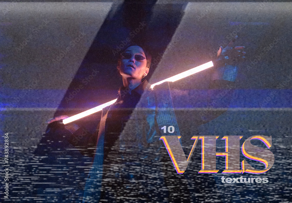 10 CRT Texture VHS Tape Noise Photo Effect Overlays Stock Template ...