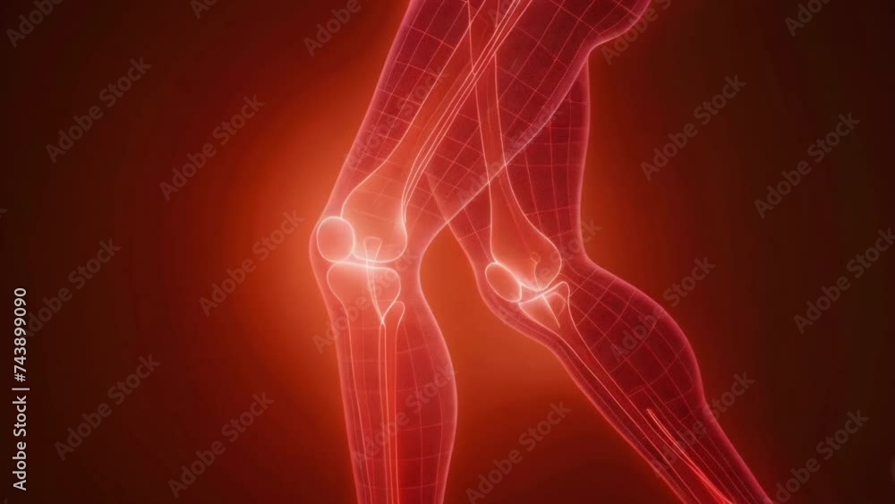 Knee joint person X-ray. Human anatomy. Knee cap pain concept. Leg ...