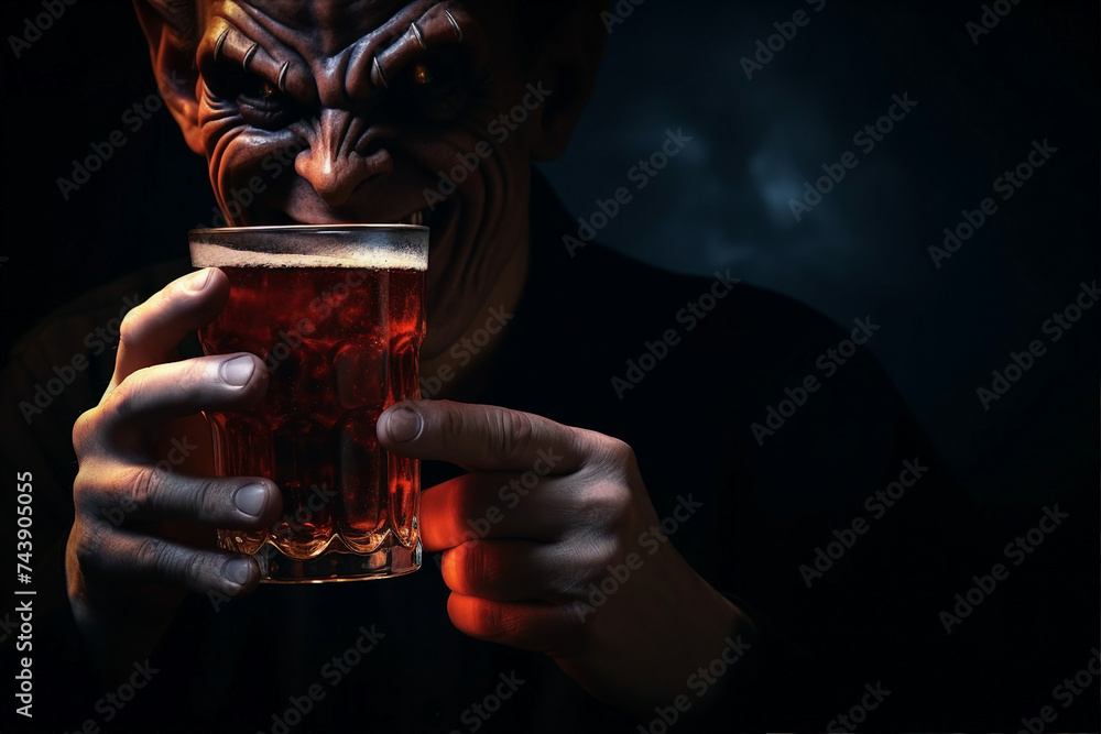 Foto de Image of creepy scary demon symbolized alcohol addiction ...