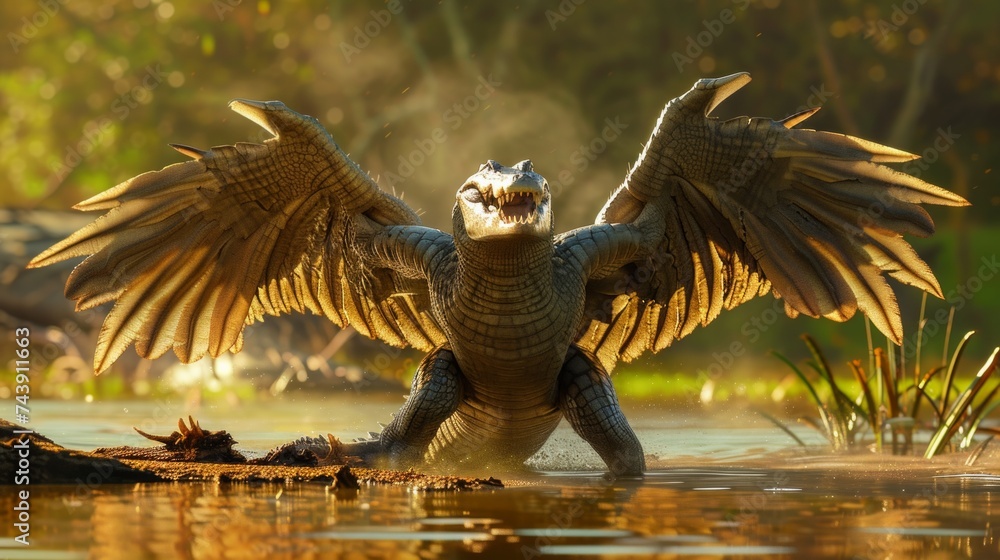 fantastic flying mutant, winged crocodile, genetic experiment with ...