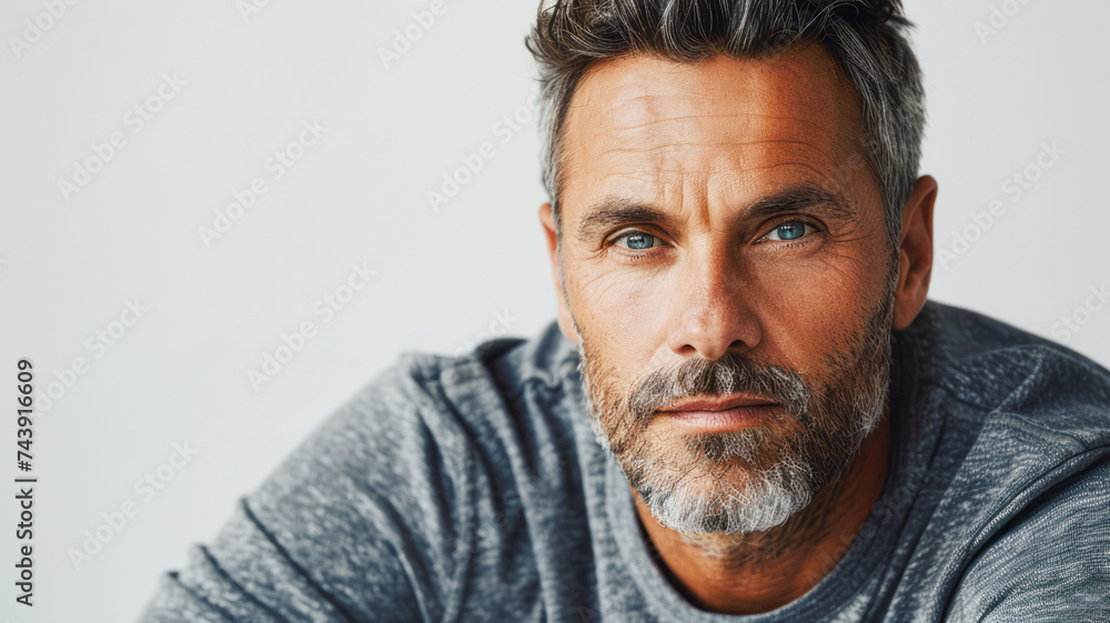 Portrait of a serious man facing the camera conveys seriousness and ...