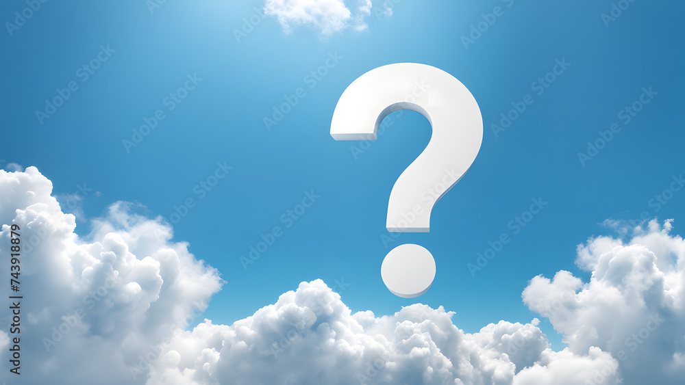 Heavenly 3D Question Mark Icon. FAQ Support Symbol Floating Amidst the ...