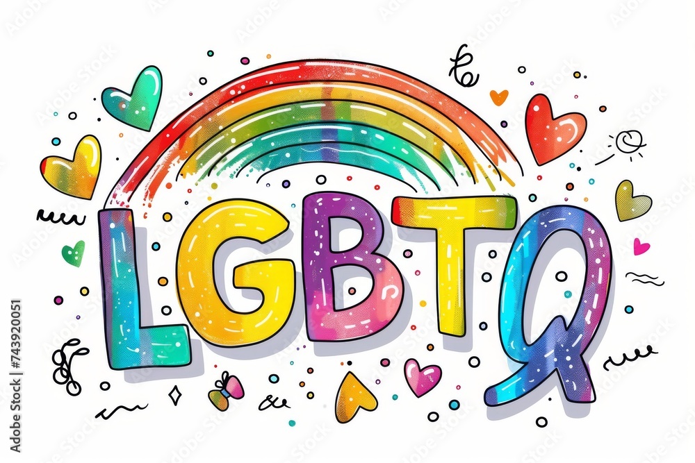 LGBTQ Pride homosexual. Rainbow incandescent colorful love is love ...